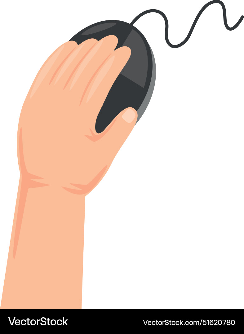 Clicking mouse with left hand Royalty Free Vector Image