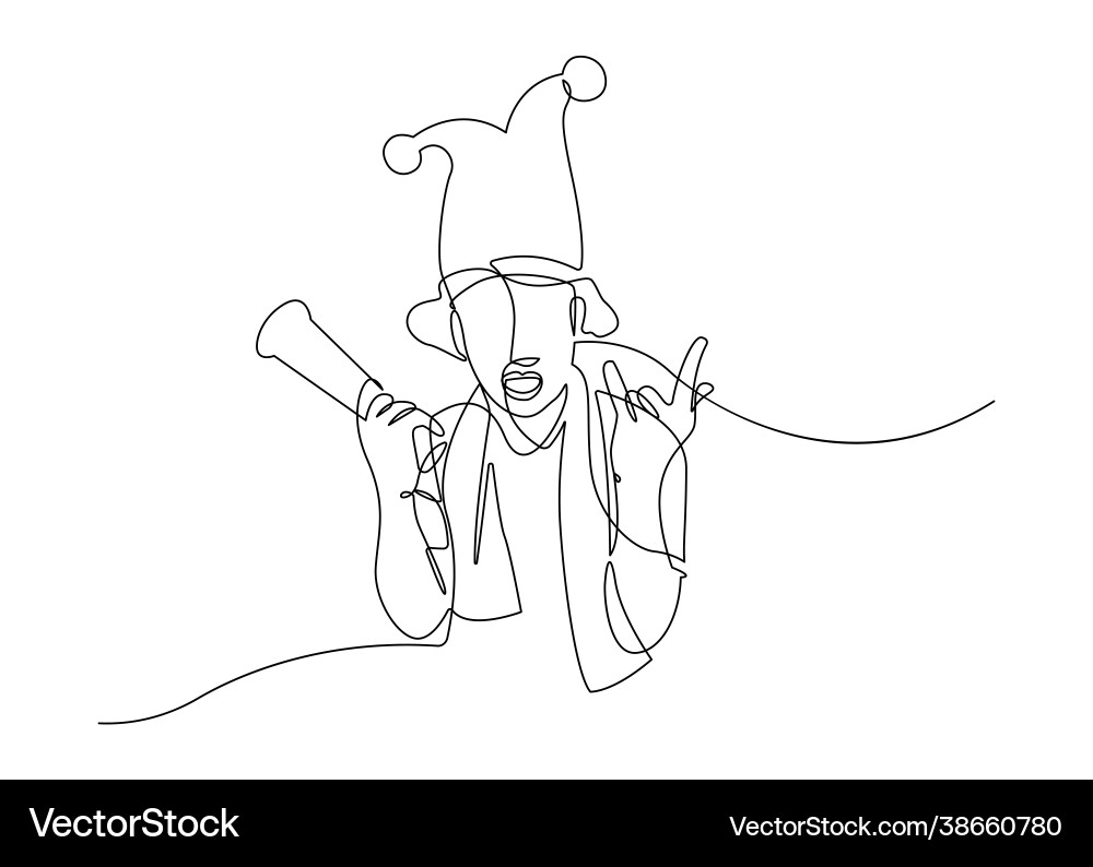 Continuous line drawing men cheering Royalty Free Vector