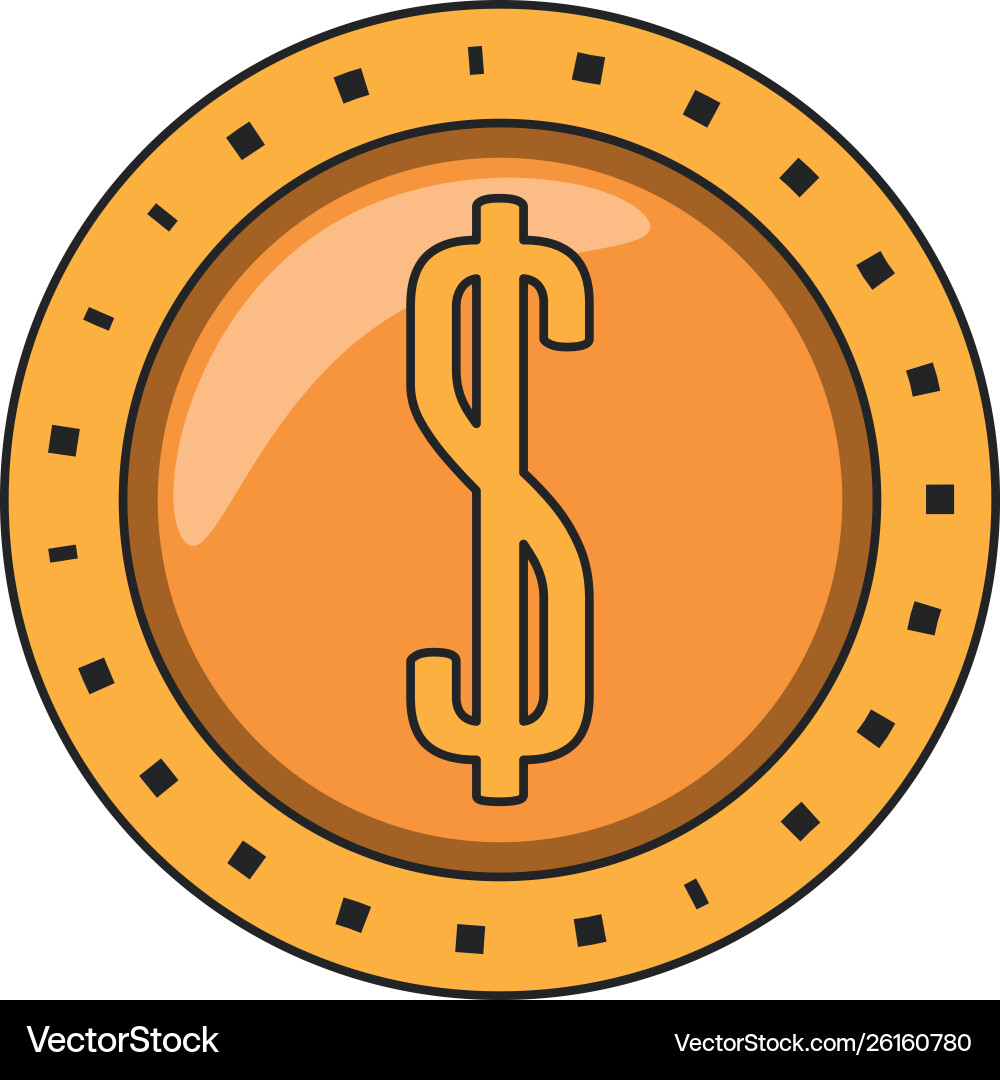 Dollar coin money symbol isolated Royalty Free Vector Image