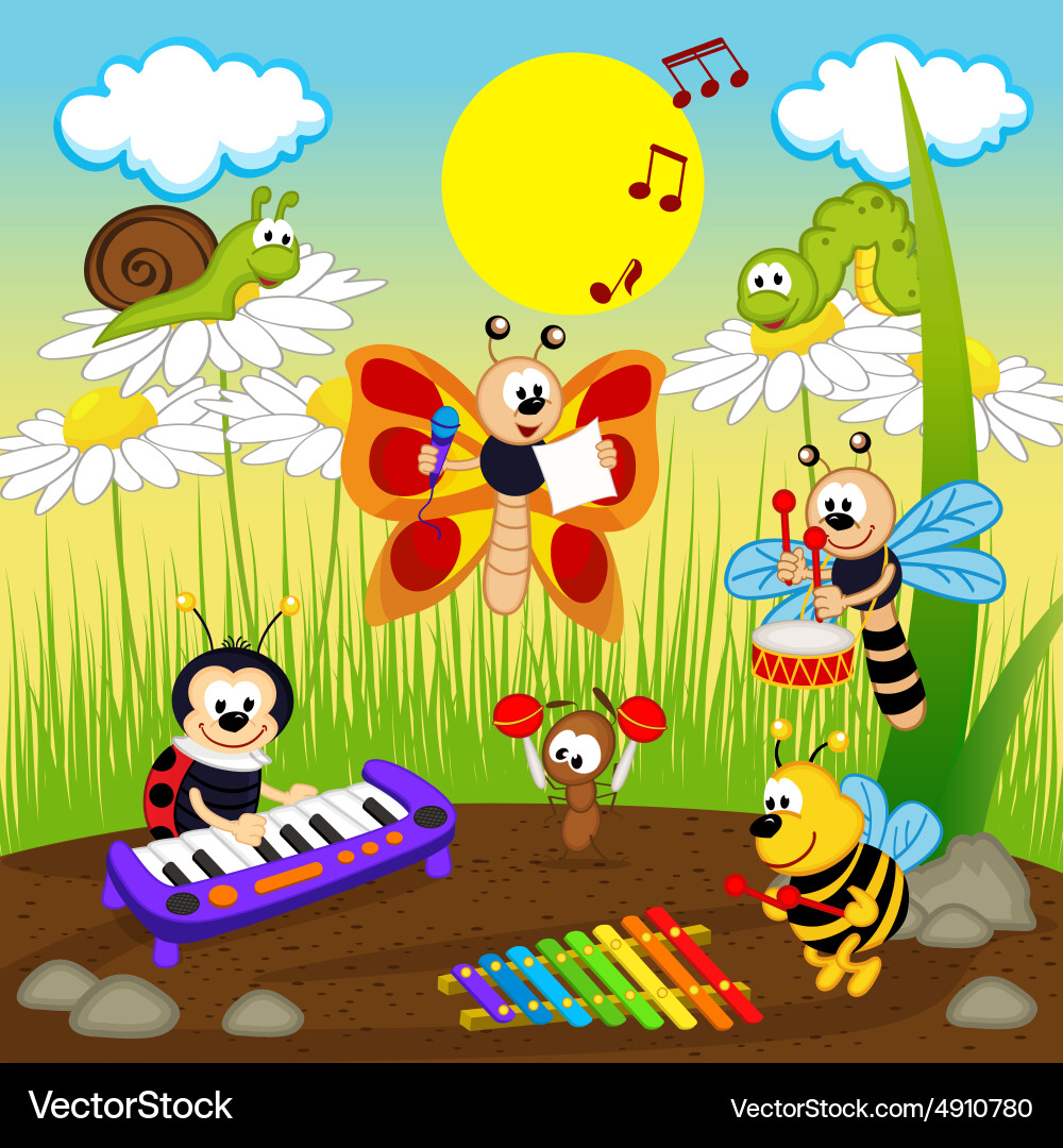 Insects musicians Royalty Free Vector Image - VectorStock