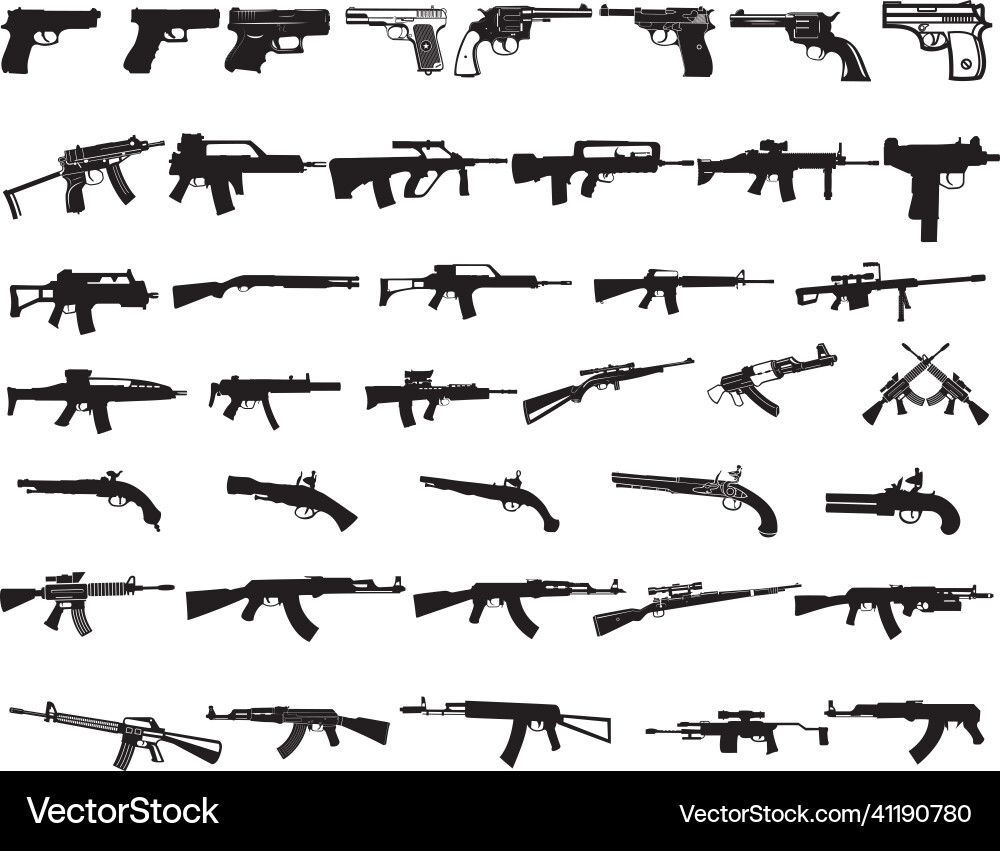 Multiple gun bundle Royalty Free Vector Image - VectorStock