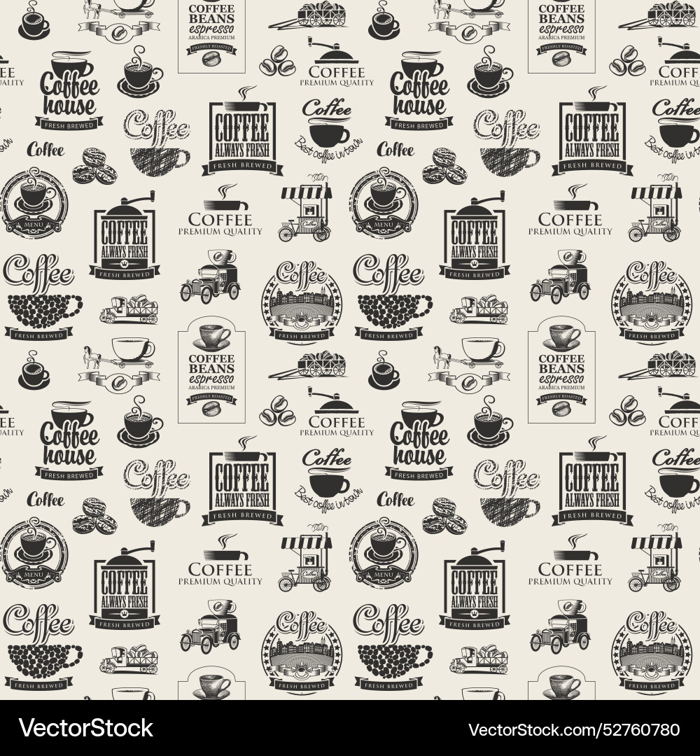 Seamless pattern background on the coffee theme Vector Image
