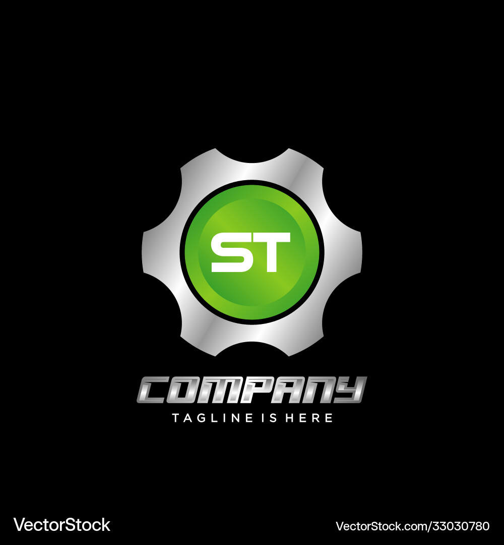 St initial gear icon logo design element Vector Image
