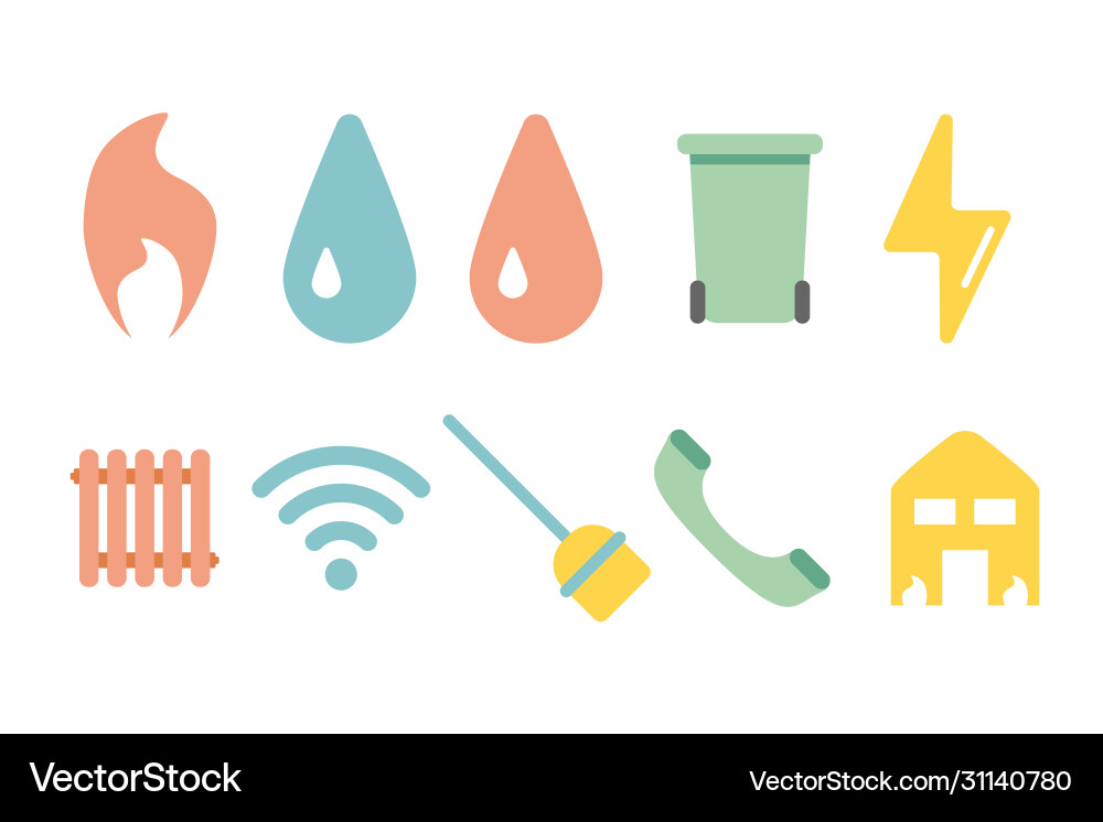 Utility icon water electric heating payment Vector Image