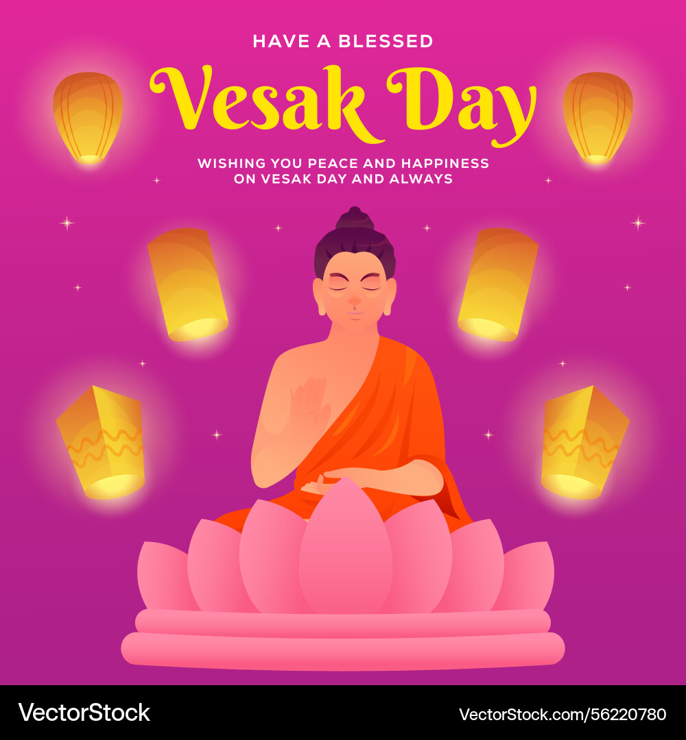 Vesak day concept in gradient style design Vector Image