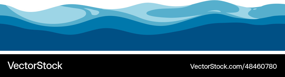 Water waves horizontal border cartoon ocean Vector Image