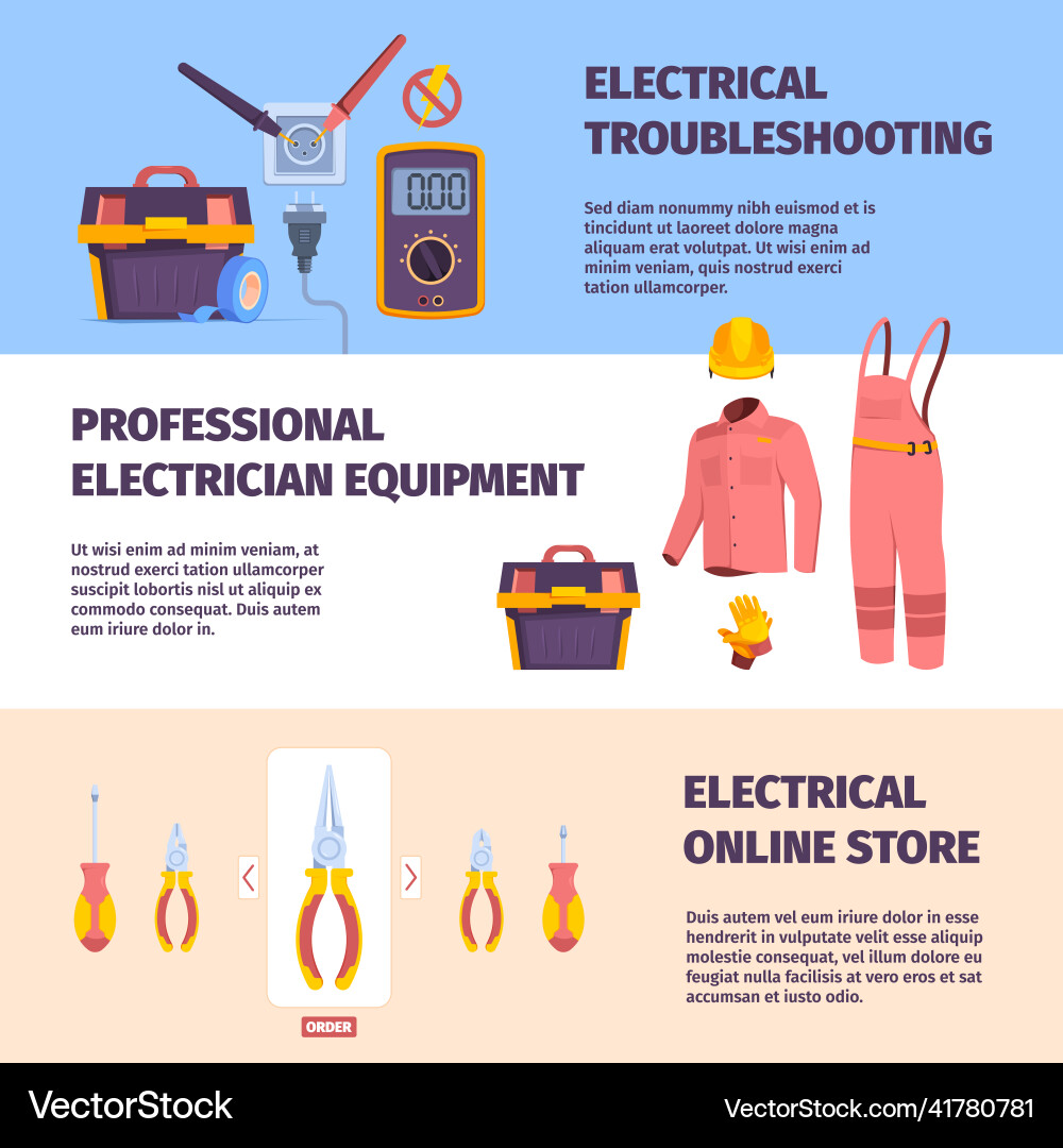 Electrician workers banners power energy Vector Image