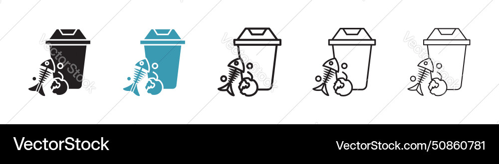 Food waste icon set trash symbol Royalty Free Vector Image