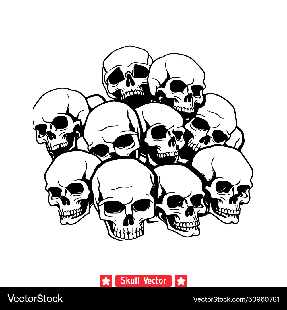 Horror skull collection haunting images Royalty Free Vector