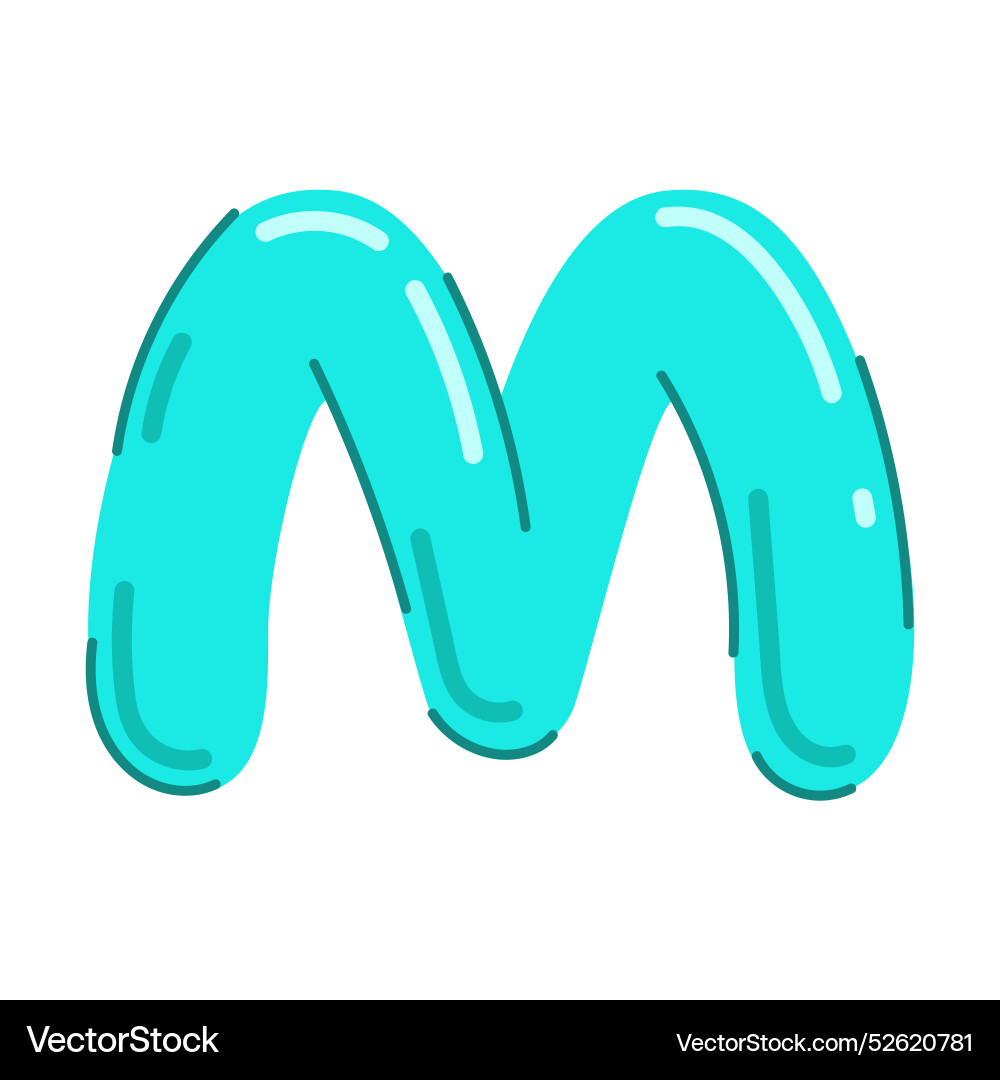 Letter m cute colorful font Royalty Free Vector Image