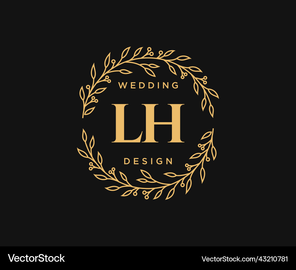 Lh initials letter wedding monogram logos Vector Image