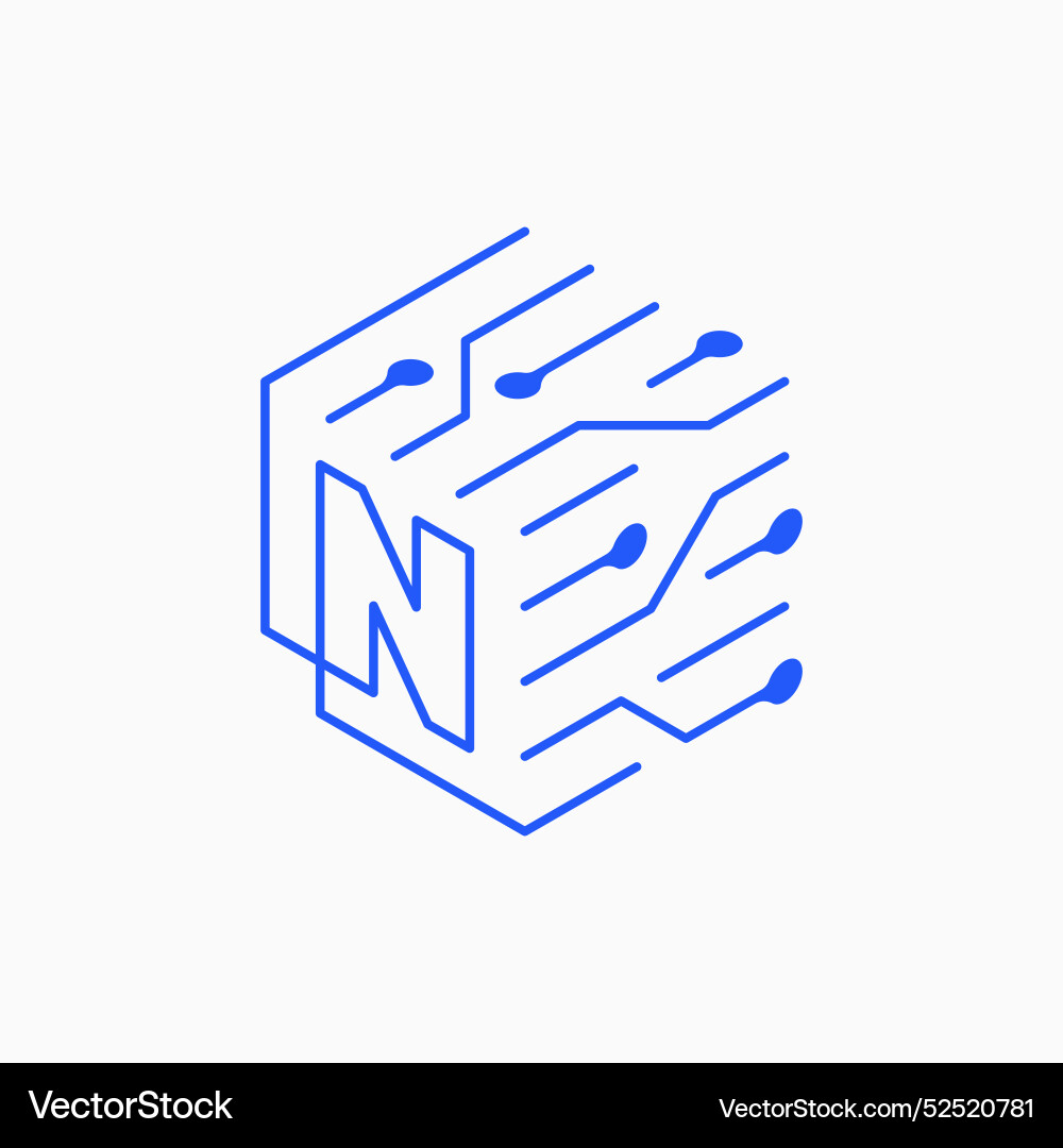 N letter cube tech logo icon Royalty Free Vector Image