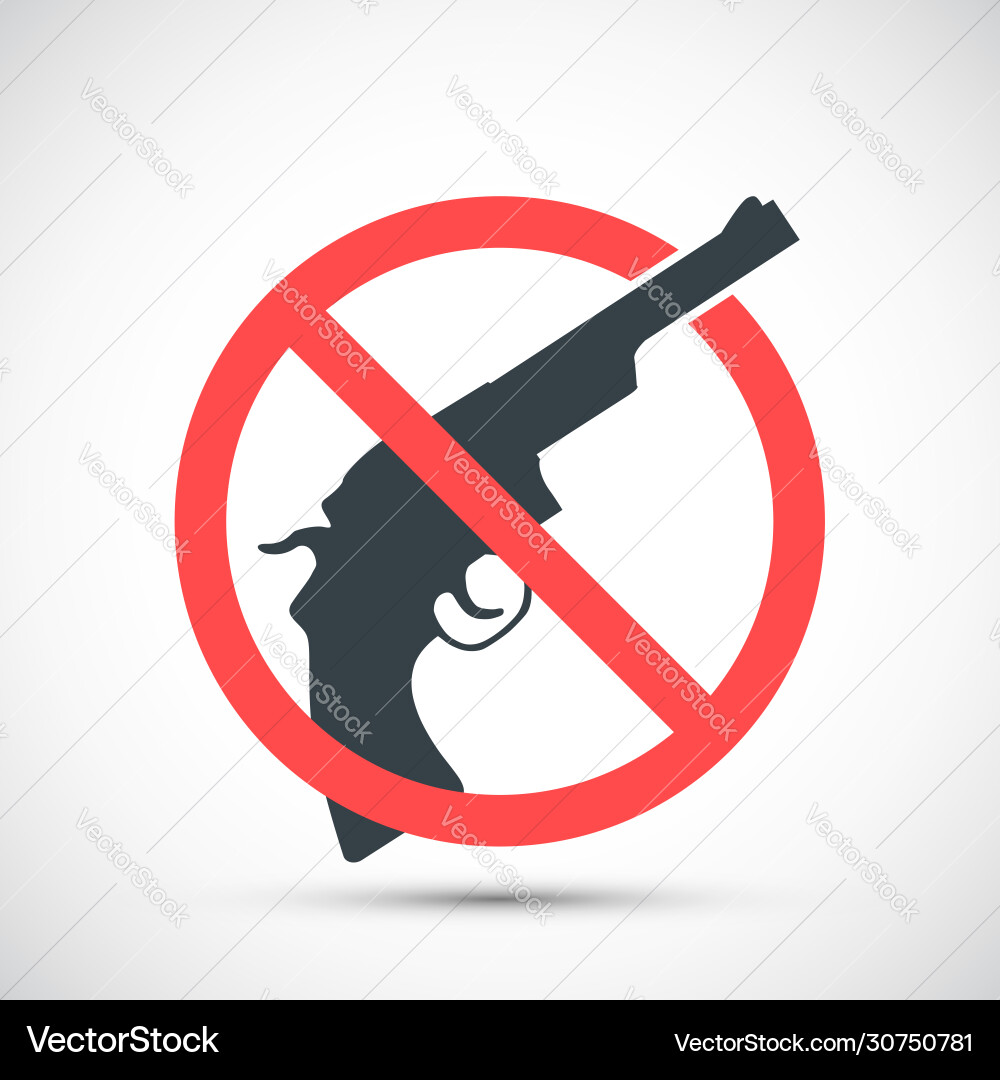 Red prohibition sign for weapons Royalty Free Vector Image