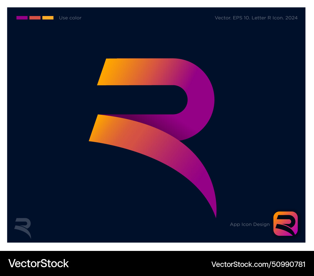 Rmonogram letter r gradient ribbon public relation