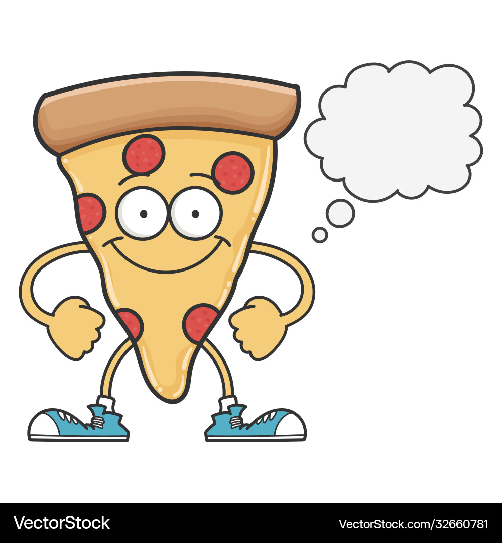 Smiling happy pizza cartoon character Royalty Free Vector