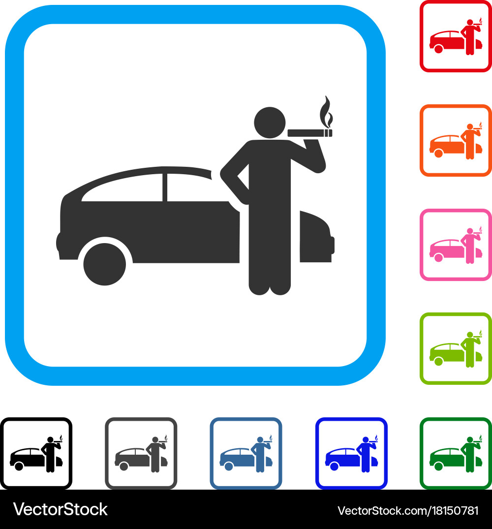 Smoking taxi driver framed icon Royalty Free Vector Image