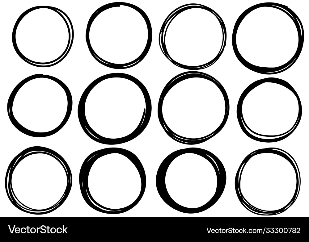 0007 hand drawn scribble circle Royalty Free Vector Image