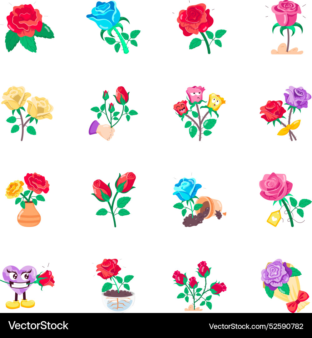 Basic rgbhandy collection of rose cartoon stickers