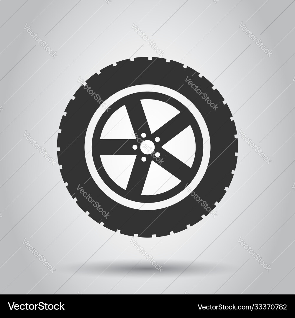 Car wheel icon in flat style vehicle part Vector Image
