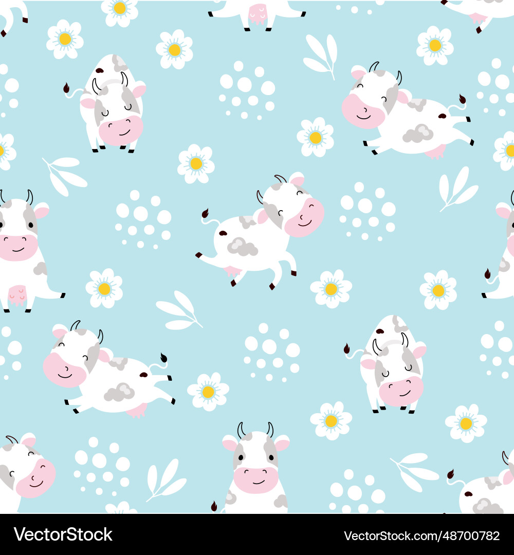 Cute Cartoon Cow Pattern Royalty Free Vector Image