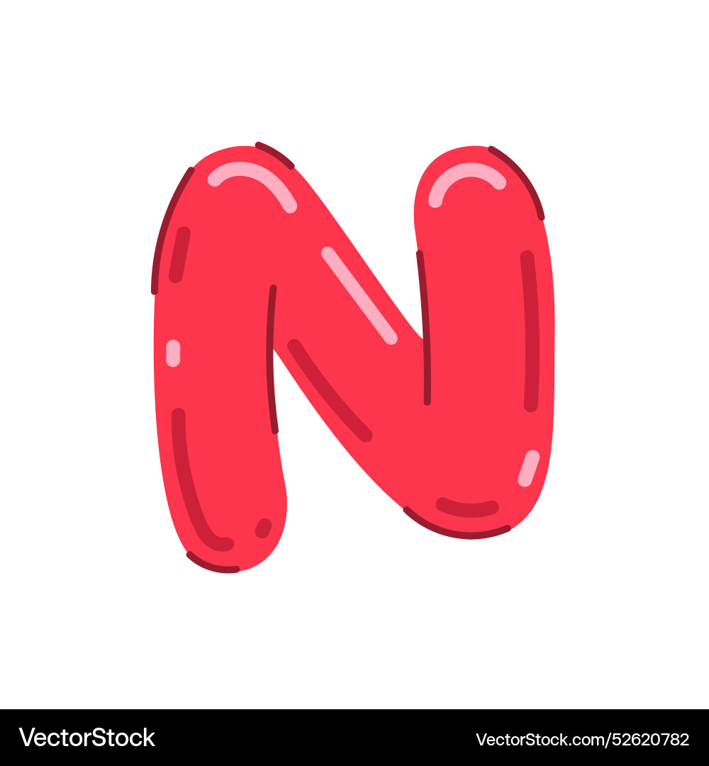Cute letter n cartoon Royalty Free Vector Image