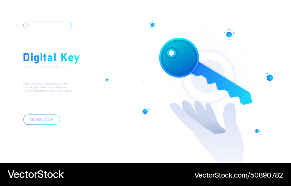 Digital key white poster Royalty Free Vector Image