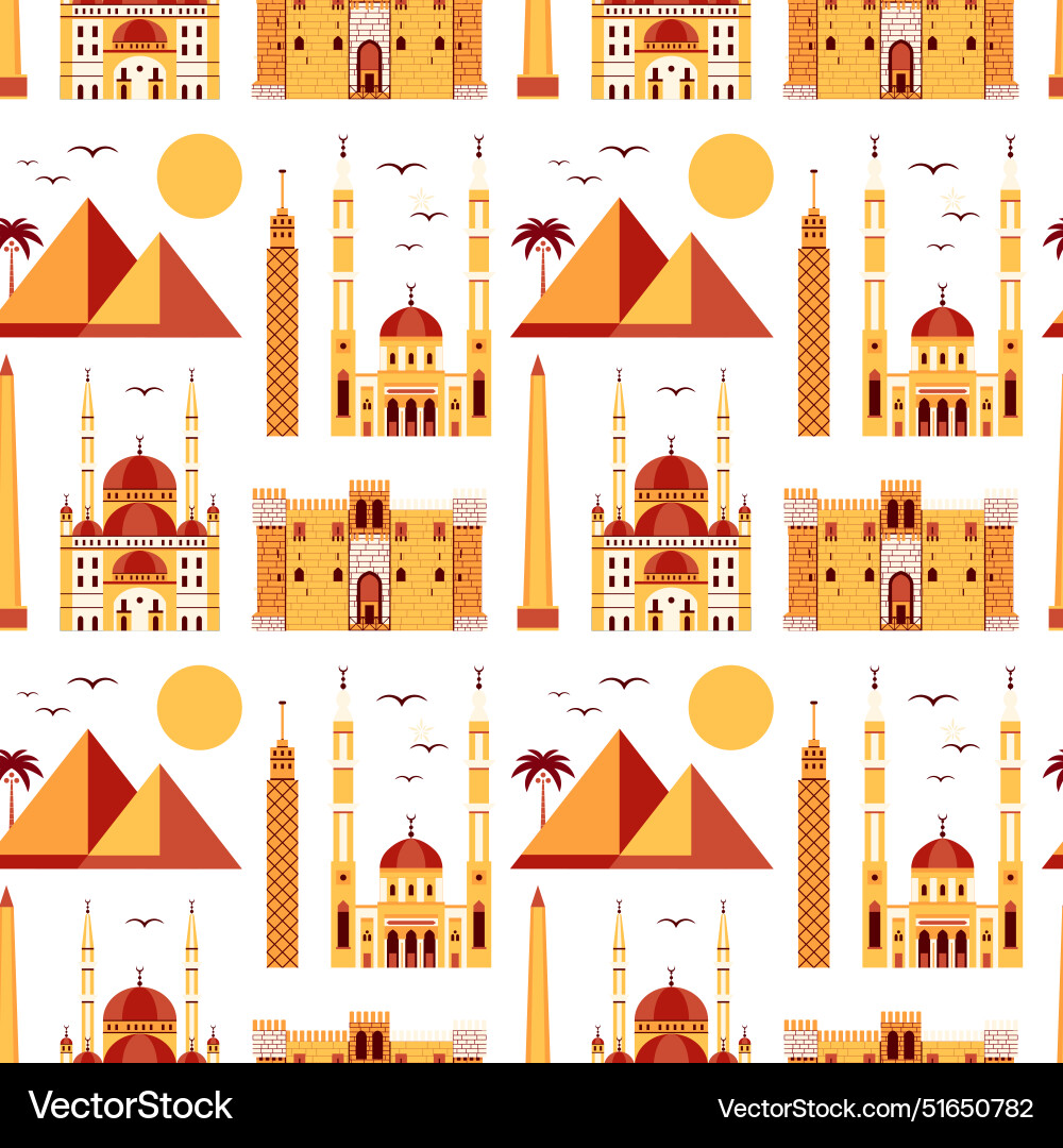 Egypt travel pattern with architectural monuments Vector Image
