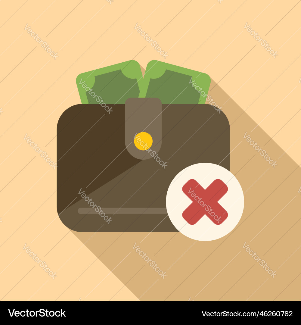 Failed wallet icon flat error card Royalty Free Vector Image