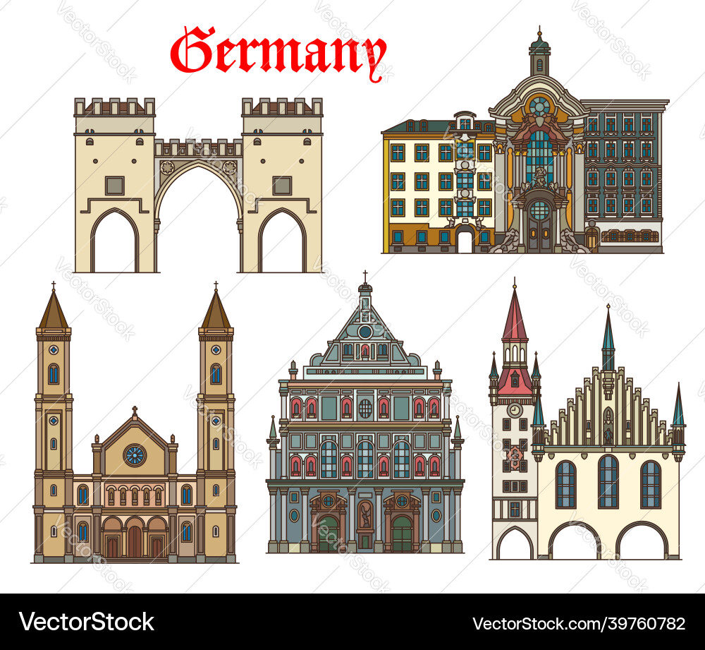 Germany munich architecture landmark buildings Vector Image