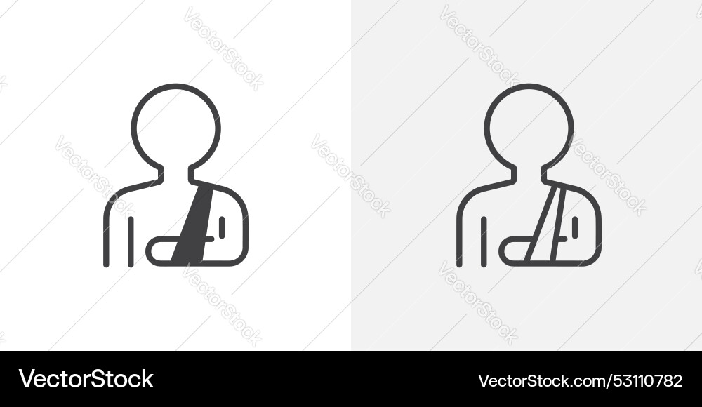 Injured man thin line icon set Royalty Free Vector Image