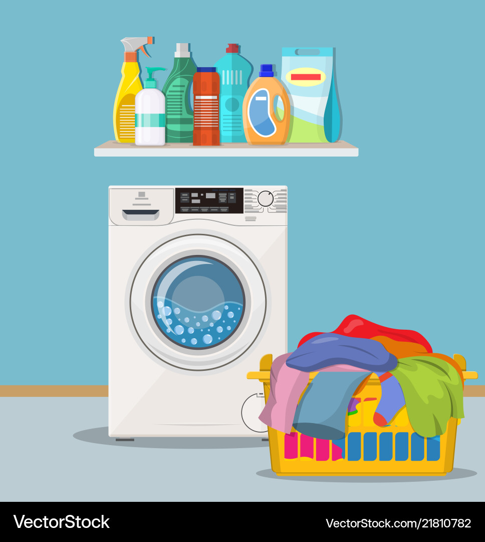 Laundry room with washing machine Royalty Free Vector Image