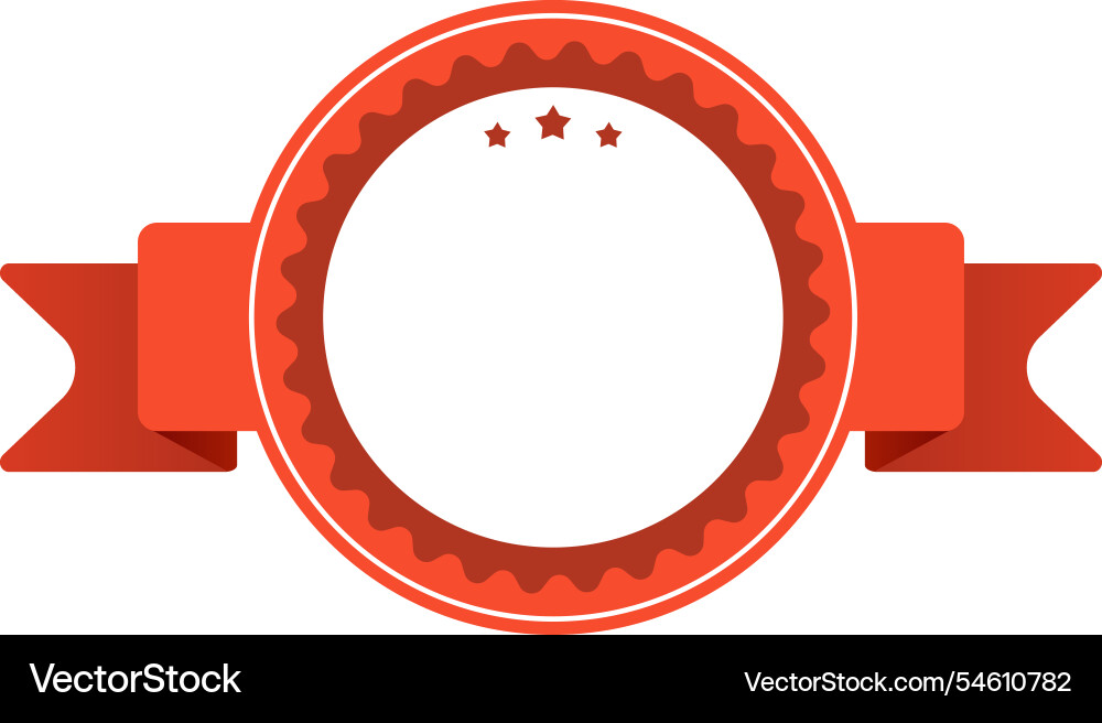 Red circular award badge featuring a textured Vector Image