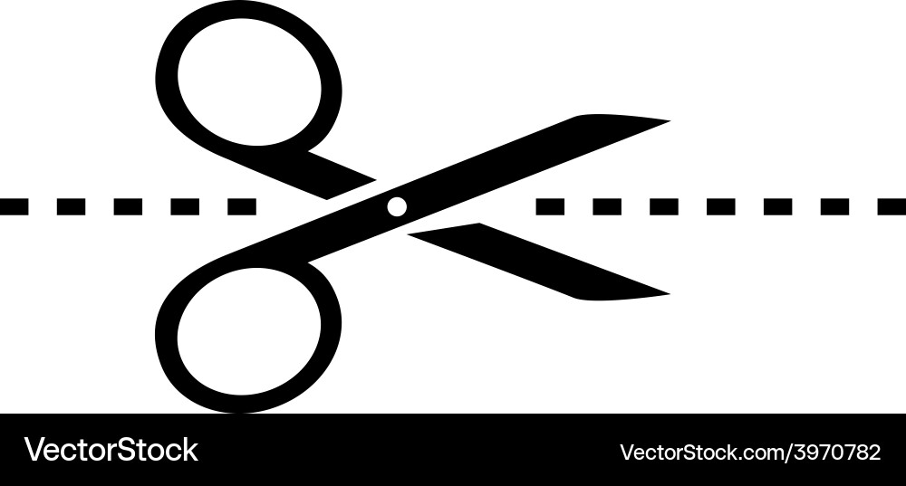 Scissors Icon - Cut Lines Royalty Free Vector Image