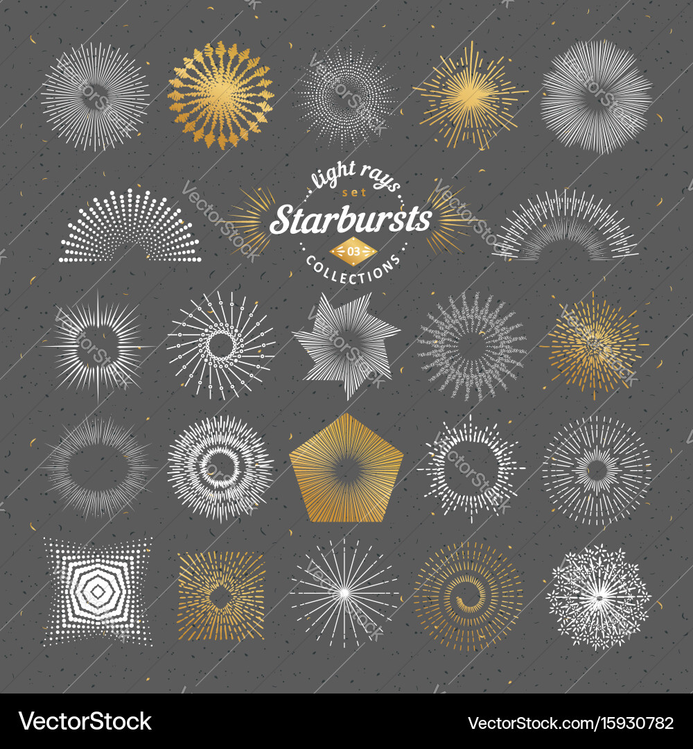 Set of handmade sunburst design elements Vector Image