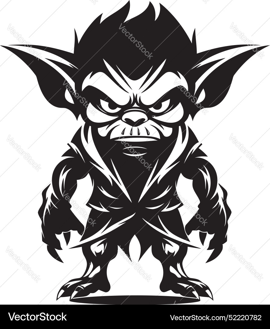 Sinistersprite full body goblin emblem Royalty Free Vector