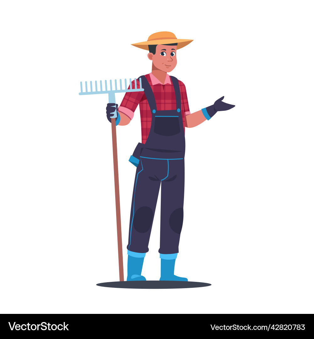 Agricultural work cartoon farmer working in field Vector Image