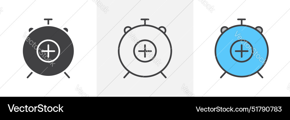 Alarm plus icon set extra time symbol clock Vector Image
