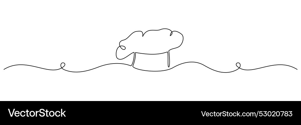 Chef hat in one continuous line drawing symbol Vector Image