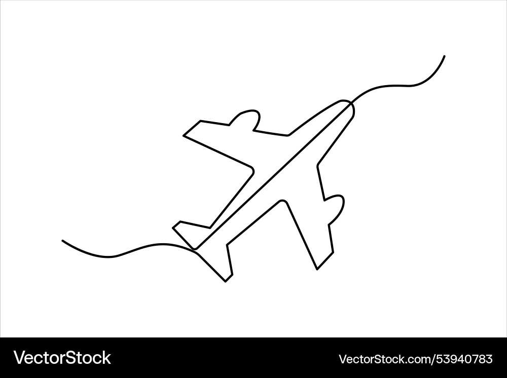 Continuous one line airplane icon outline Vector Image Continuous one line airplane icon outline Vector Image
