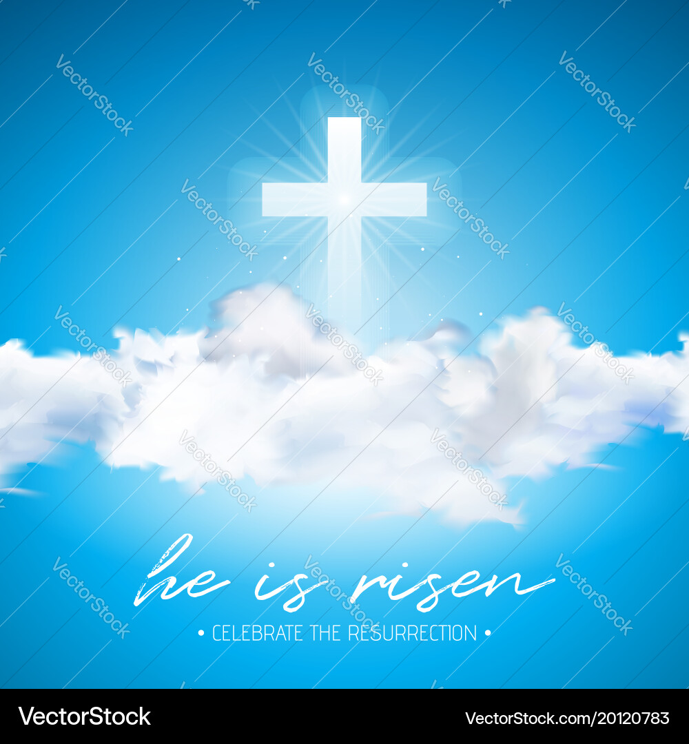 Easter holiday with cross and cloud Royalty Free Vector