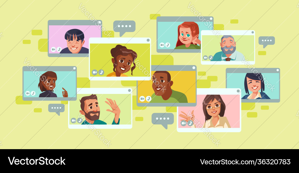 Group Video Conference Screen Royalty Free Vector Image