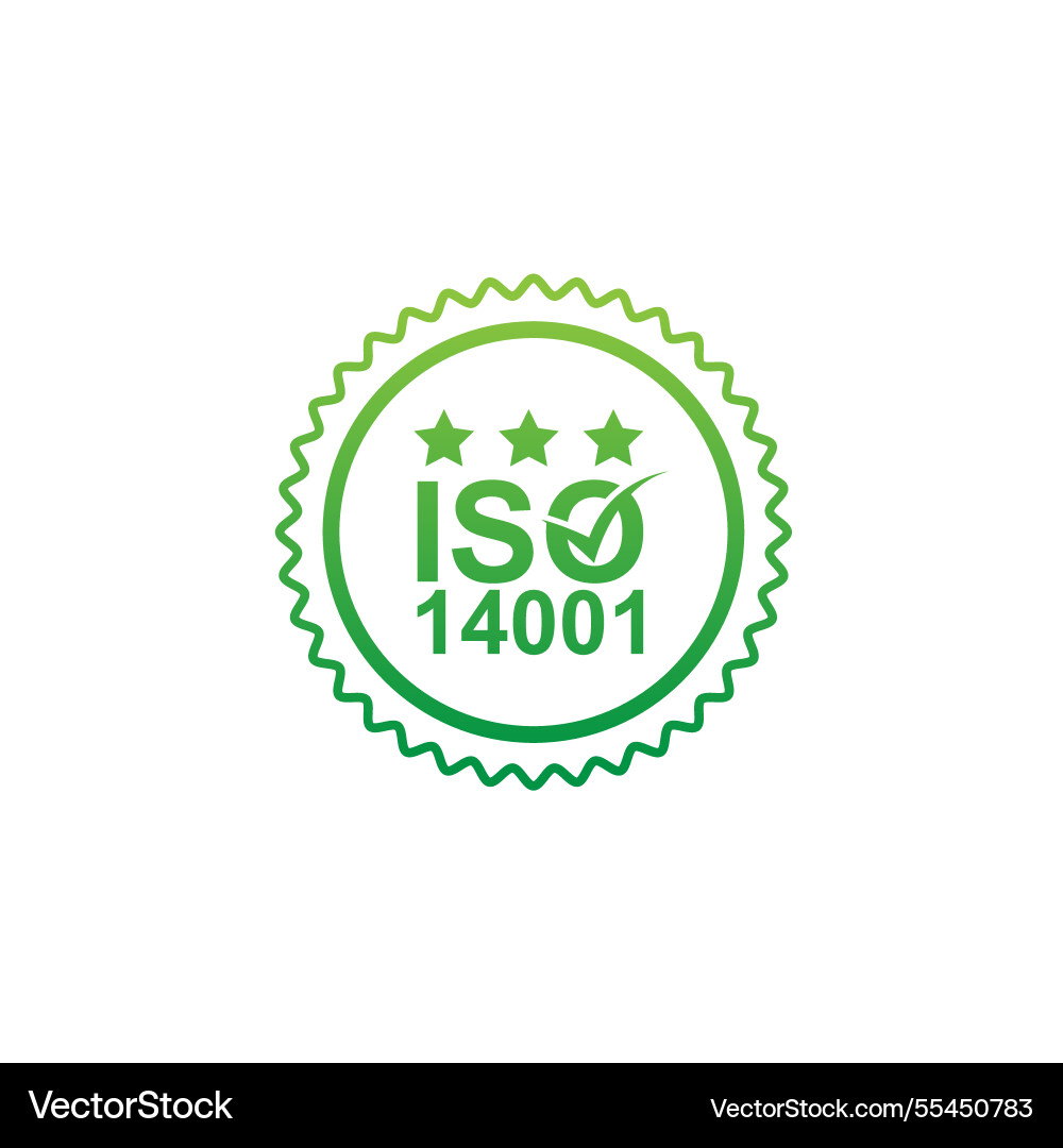 Iso 14001 certified label design image Royalty Free Vector