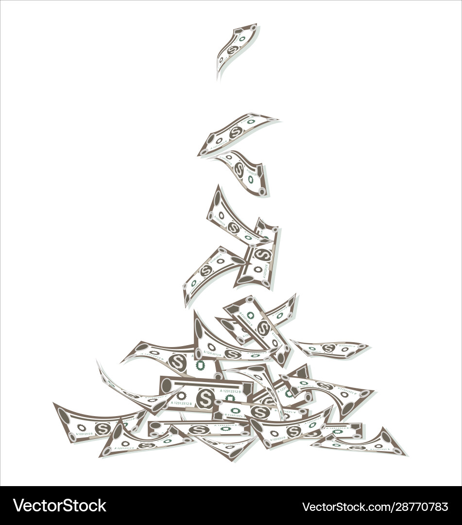 Money flow dollars falling to stack Royalty Free Vector