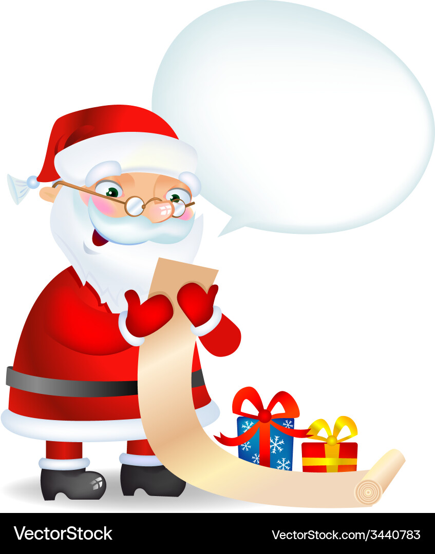 Santa claus checking his list Royalty Free Vector Image