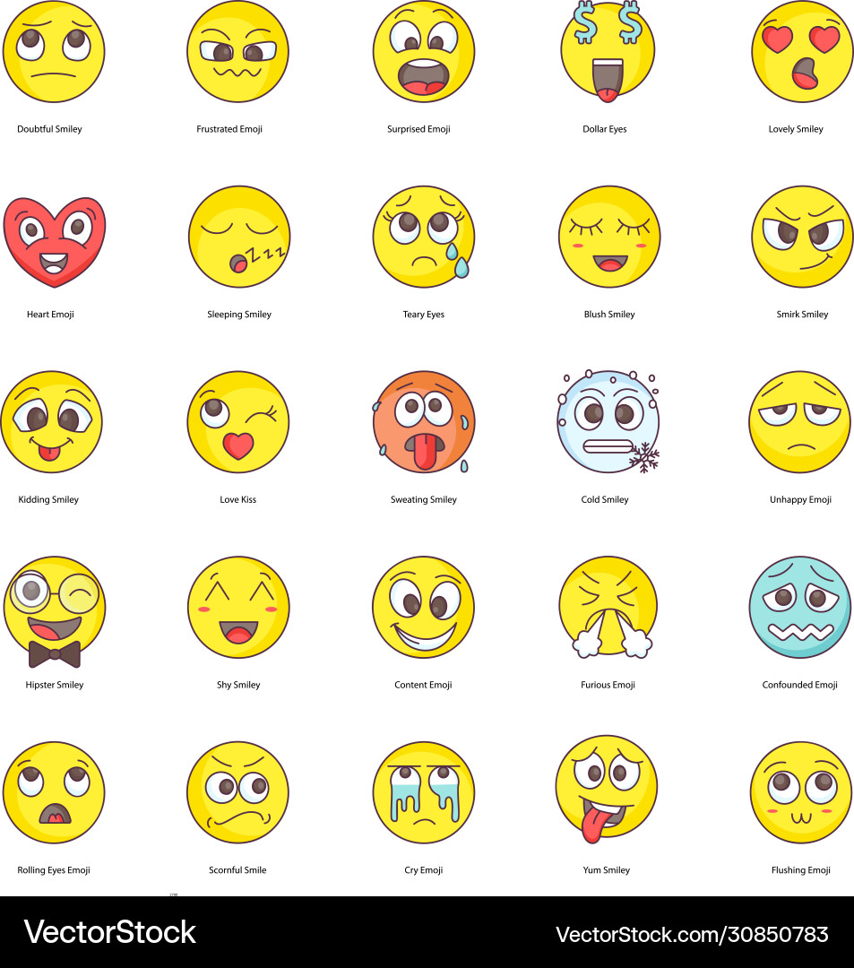 Set text face emoticons Royalty Free Vector Image