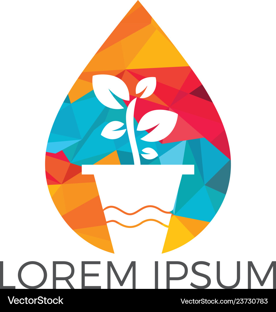 Water drop and flower pot logo – Royalty-Free Vector | VectorStock