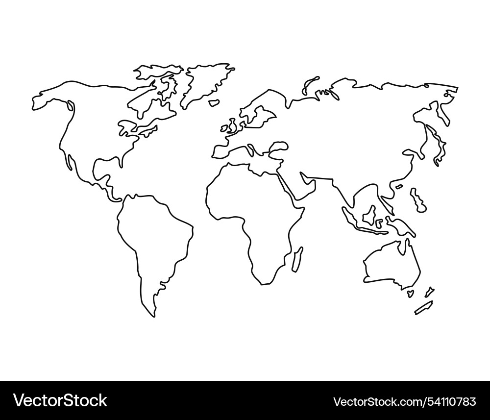 World map outline template Royalty Free Vector Image