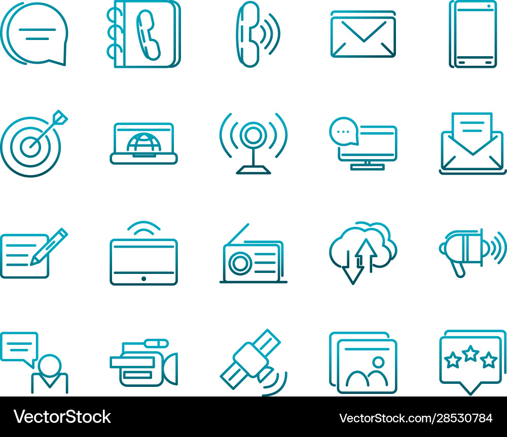Communications talk information broadcast icons Vector Image