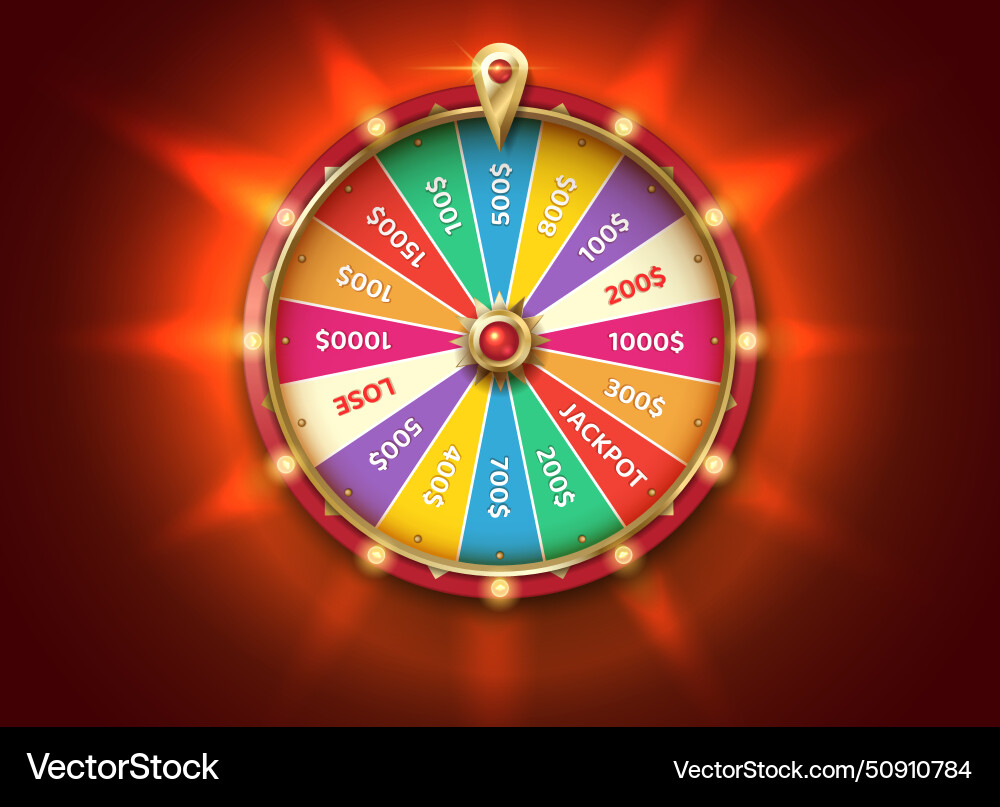 Fortune wheel at backlight realistic Royalty Free Vector