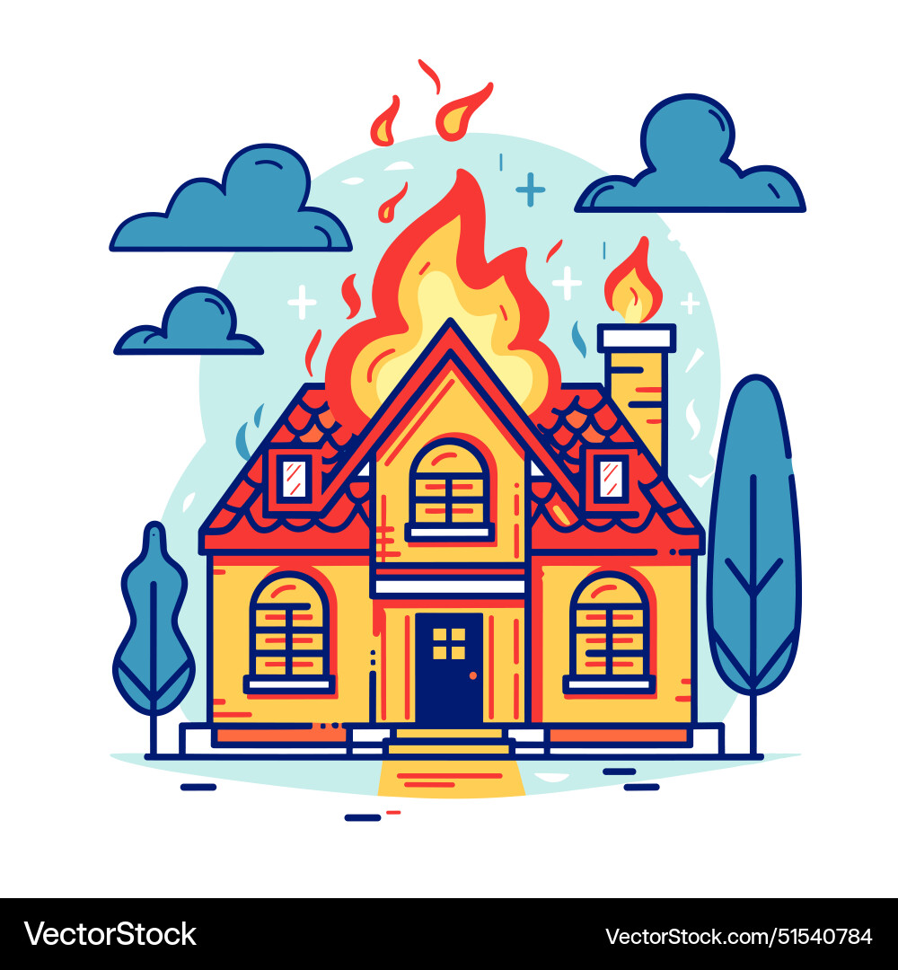 House fire graphic artwork intense flames Vector Image